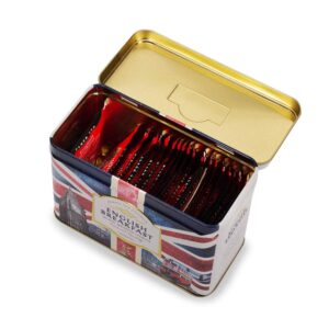 Ahmad Tea Black Tea, Nostalgic Britain Metal Caddy, English Breakfast Tea, 20 foil teabags - Caffeinated & Sugar-Free