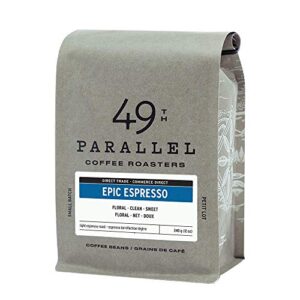 49th parallel coffee roasters – epic espresso whole beans – gourmet light roast coffee, 12oz