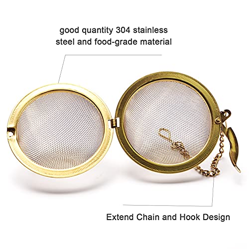 Tea Infuser - Stainless Steel Mesh Tea Ball, Premium Tea Infusers for Loose Tea, Tea Filter Strainers Interval Diffuser with Extended Chain Hook for Brew Tea and Spices & Seasonings (2pcs)