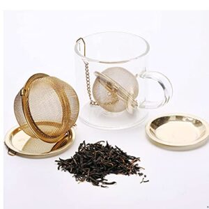 Tea Infuser - Stainless Steel Mesh Tea Ball, Premium Tea Infusers for Loose Tea, Tea Filter Strainers Interval Diffuser with Extended Chain Hook for Brew Tea and Spices & Seasonings (2pcs)