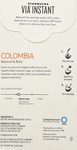 Starbucks VIA® Colombia Coffee, Medium Instant, 1.4 Ounce