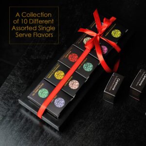 Variety Pack Gourmet Tea Sampler, by Ceremonie Tea. A Collection of 10 Different Assorted Single Serve Flavors, Set of 2 each Petite Mini Cube Tea Bags.20 total silk cubes (Pack of 20)