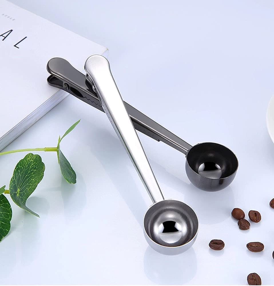 Coffee Scoop Clip Stainless Steel Tablespoon Coffee Spoon With long handle Multifunction Sealing Bag Clip For Tea, Coffee, Protein Powder, Instant Drinks, Kitchen Tools