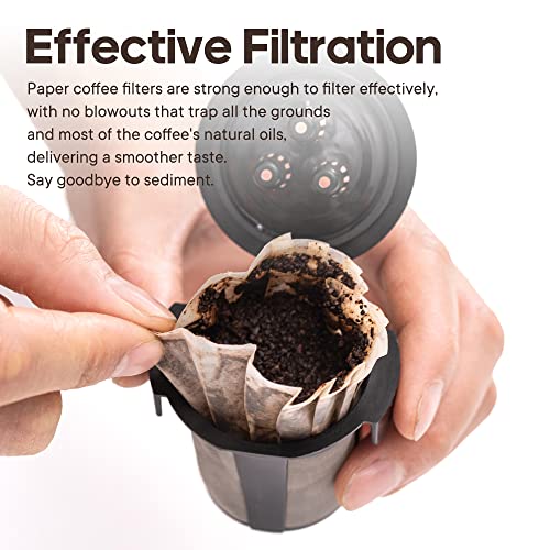 100 Disposable Coffee Filters - Keurig Paper Filters for K Cup - Fits Keurig Brewers, K Supreme, K Slim and Ninja Reusable K-Cup Coffee Pods - Single Serve Filter, Sediment-Free, White