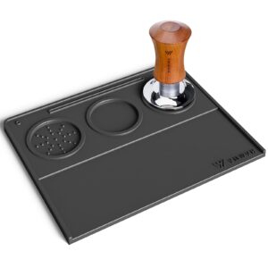 espresso tamping mat, ymwvh silicone coffee tamper mat, food grade & non-slip espresso tamping station espresso accessory, 9.84inch x 7.87inch