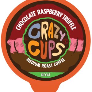 Crazy Cups Flavored Coffee for Keurig K-Cup Machines, Decaf Chocolate Raspberry Truffle, Hot or Iced Coffee, 80 Single Serve, Recyclable Pods