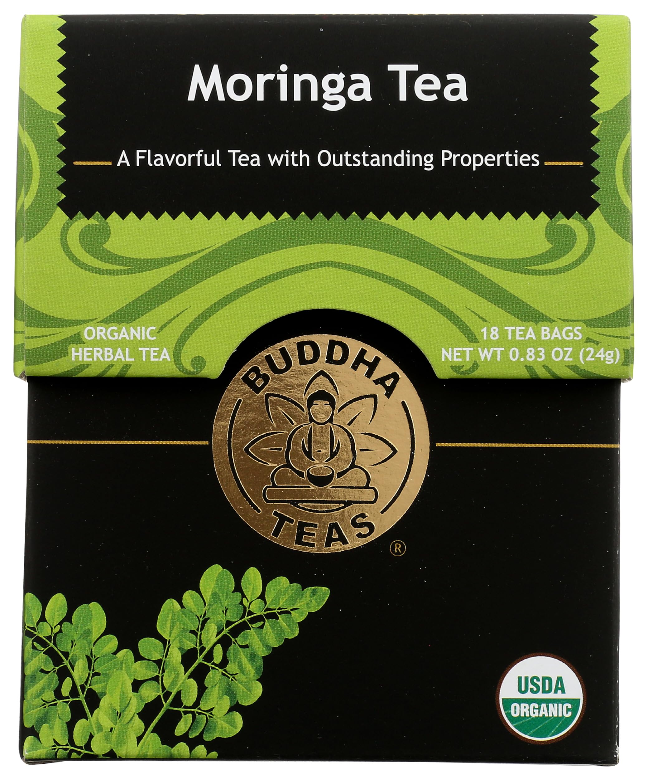 Buddha Teas Organic Moringa Tea - OU Kosher, USDA Organic, CCOF Organic, 18 Bleach-Free Tea Bags