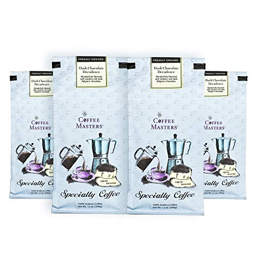 Coffee Masters Flavored Coffee, Dark Chocolate Decadence, Ground, 12-Ounce Bags (Pack of 4)