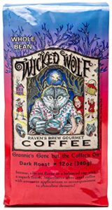 raven's brew coffee full bodied coffee dark roast whole bean - wicked wolf 12oz