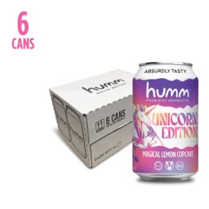 Humm Kombucha Magical Lemon Cupcake, Unicorn Edition - Organic, Vegan & GMO-Free (6 Pack)