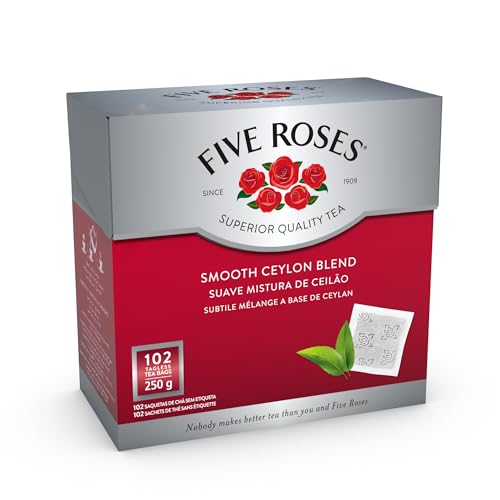 Five Roses Ceylon - 102 Tagless Teabags, (Pack of 1)