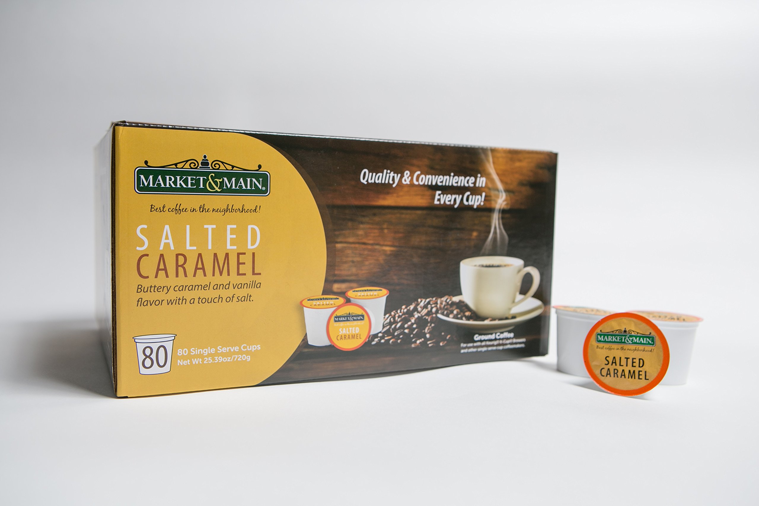 Market & Main One Cup, Salted Caramel, Compatible with Keurig K-cup Brewers, 80 Count