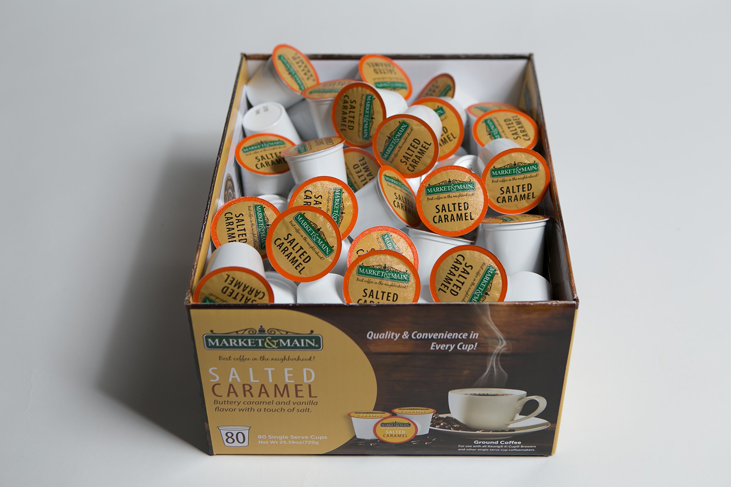 Market & Main One Cup, Salted Caramel, Compatible with Keurig K-cup Brewers, 80 Count