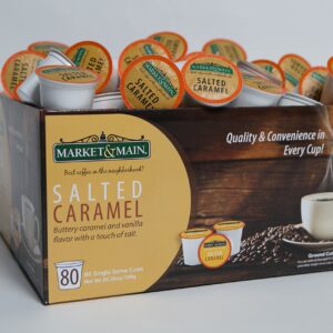 Market & Main One Cup, Salted Caramel, Compatible with Keurig K-cup Brewers, 80 Count