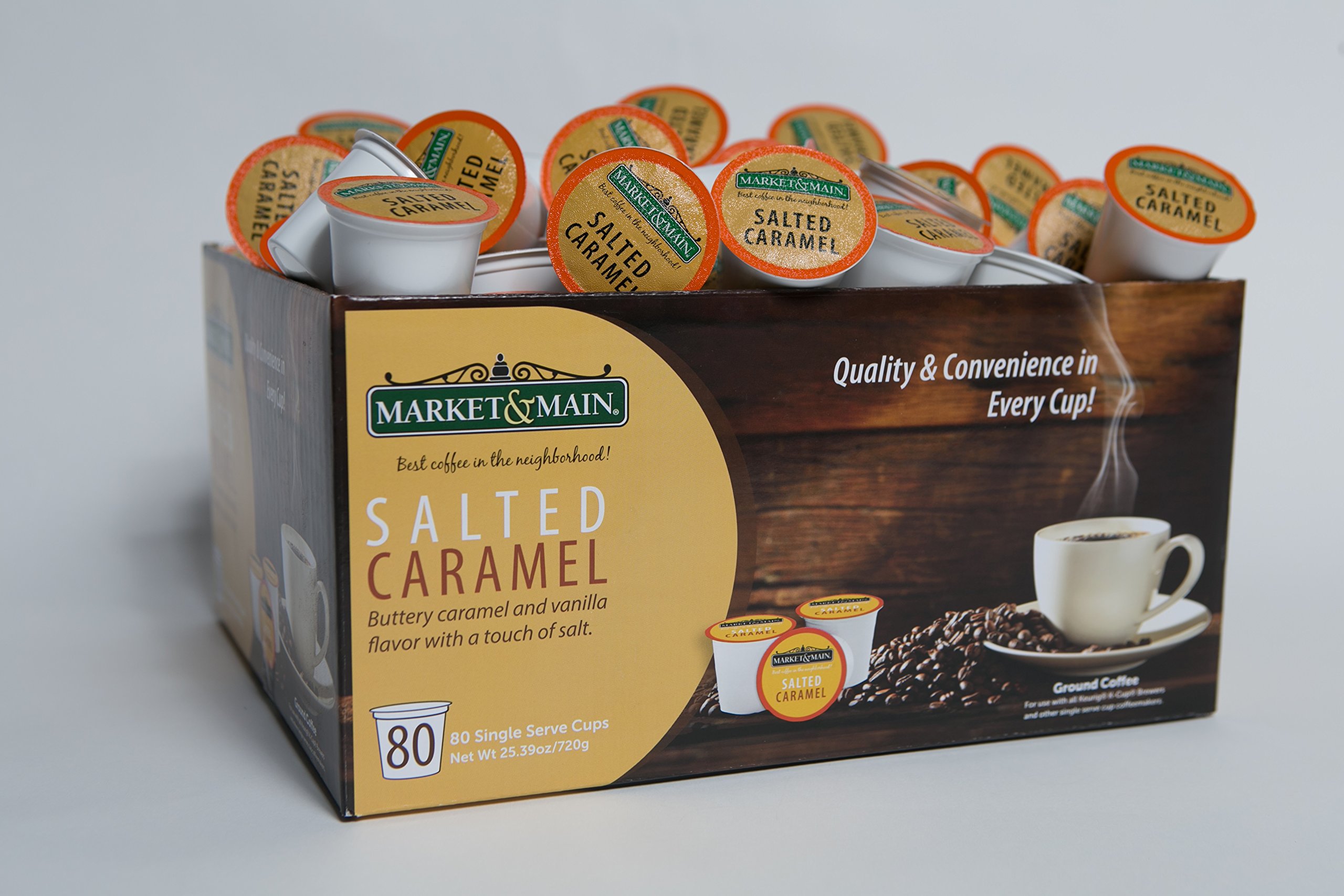 Market & Main One Cup, Salted Caramel, Compatible with Keurig K-cup Brewers, 80 Count