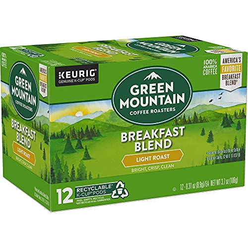 Green Mountain Coffee Roasters Breakfast Blend Single-Serve Keurig K-Cup Pods, Light Roast Coffee, 12 Count