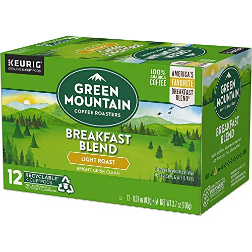 Green Mountain Coffee Roasters Breakfast Blend Single-Serve Keurig K-Cup Pods, Light Roast Coffee, 12 Count