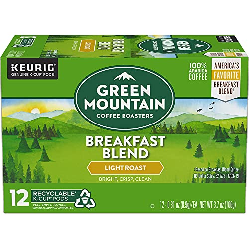 Green Mountain Coffee Roasters Breakfast Blend Single-Serve Keurig K-Cup Pods, Light Roast Coffee, 12 Count