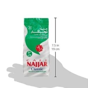 Café Najjar, Turkish Coffee with Cardamom, 200 Gr, 100% Arabica Coffee Beans, Ground Coffee, Dark Roast, Lebanese Coffee, Arabic Coffee, Coffee Beverages, Works with Turkish Coffee Machine.