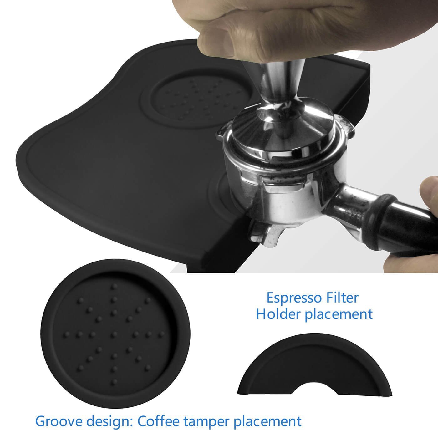 Handook Tamper Mat, Espresso Tamper Mat, 8.3 X 5.9 Inch Coffee Mat, Coffee Tamper Mat for Espresso Machine, Espresso Accessory, Barista Tools, Coffee Tamper Station, Espresso Pad for Counter (Black)