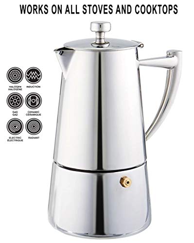 Cuisinox Roma 6-cup Stainless Steel Stovetop Moka Espresso Maker