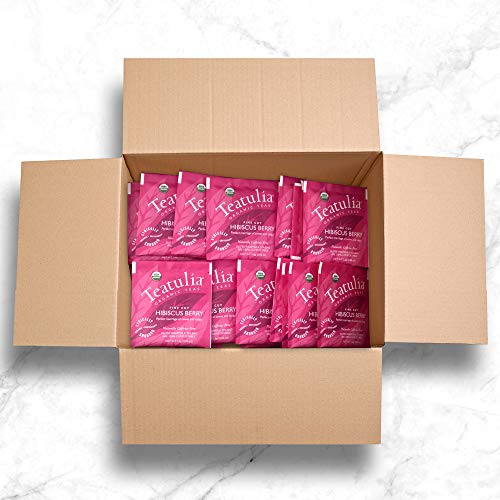 Teatulia Organic Hibiscus Berry Tea Bags (50 Wrapped Tea Bags) | 100% Compostable | Sustainably Grown In Egypt | Hibiscus & Rose Hips