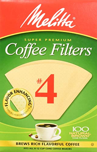 Melitta M4 Cone Coffee Filters Natural, 100 Count, Brown