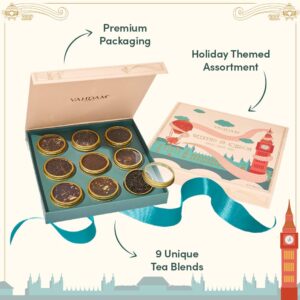 VAHDAM, Weekend In London Tea Gift Sets (3.5oz/50+ Cups) Travel Edition Gift Box | 9 Varieties - Chai Tea, Black Tea | Gluten Free, Non GMO | Gifts for Women, Gifts for Men, Gifts for Him/Her