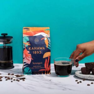 KAHAWA 1893 - Whole Coffee Beans - Serengeti Blend - Perfect Freshly Brewed - As Seen on Shark Tank - Dark Roast - Directly Farmer Sourced from East Africa - Tasting Notes: Chocolate & Molasses -12oz