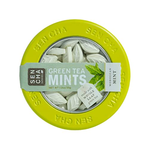 SEN CHA Naturals Green Tea Mints, Sugar-Free Breath Mints, Made With Organic Japanese Matcha Green Tea, Gluten-Free, Sugar-Free, Vegan & Keto-Friendly Mints, Moroccan Mint, 1.2oz (1 Pack)