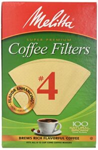 melitta cone coffee filters, natural brown #4, 100 count (pack of 6)