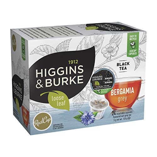 Higgins & Burke Bergamia Grey, Loose Leaf, Black Tea, Keurig K-Cup Brewer Compatible Pods, 24 Count