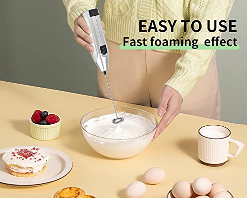 YHT Milk Frother Handheld, Electric Battery Operated Coffee Whisk, Stainless Steel Drink Frappe Mixer, Original Foam Maker, Mini Low Noise Blender for Cappuccino Hot Chocolate Matcha Latte