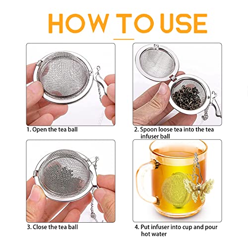 TeaSanavie Loose Tea Steeper 3 Sets Tea Ball Infusers for Loose Tea, Tea Leaf Infuser 3D Butterfly Pendant Tea Diffusers for Loose Tea Stainless Steel Tea Infuser with Charm Tea Holder