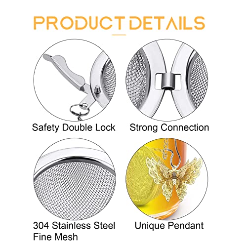 TeaSanavie Loose Tea Steeper 3 Sets Tea Ball Infusers for Loose Tea, Tea Leaf Infuser 3D Butterfly Pendant Tea Diffusers for Loose Tea Stainless Steel Tea Infuser with Charm Tea Holder