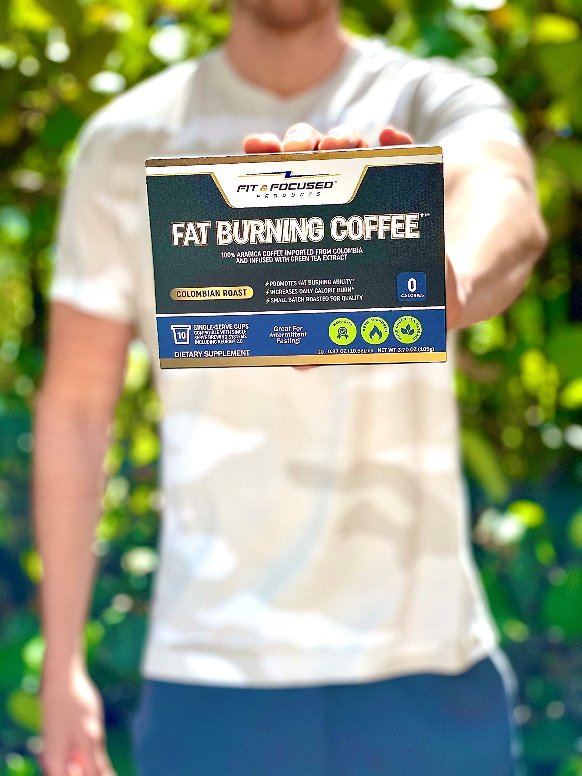 Fat Burning Keto Coffee K Cup Pods- Organic Colombian Roast Infused With Green Tea Antioxidants, Skinny Diet Friendly, Fitness & Weight Loss Friendly