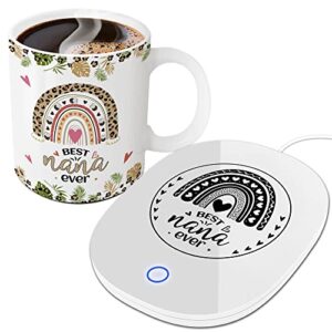 nana gifts, nana gifts for mothers day, nana gifts from grandkids - smart warmer thermostat coaster with mug, grandma birthday gift, beverage warmer maintain temperature 120℉-140℉