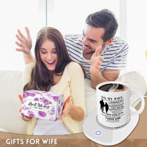 Gifts for Wife-Gifts for Wife Mother's Day Great Mug Warmer Set-Mothers Day Wife Gifts from Husband Smart Warmer Thermostat Coaster with Mug, Beverage Warmer Maintain Temperature 120℉-140℉