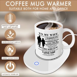 Gifts for Wife-Gifts for Wife Mother's Day Great Mug Warmer Set-Mothers Day Wife Gifts from Husband Smart Warmer Thermostat Coaster with Mug, Beverage Warmer Maintain Temperature 120℉-140℉