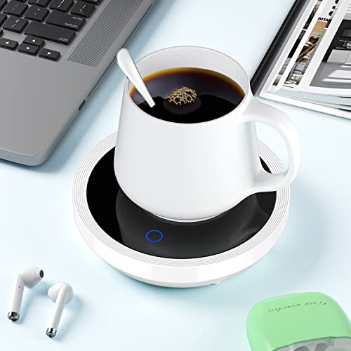 Apwche Coffee Warmer for Desk Keep Coffee hot with Gravity Sensor auto Shut Off & on Cup Warmer for Coffee Cup Warmer for Coffee, Milk,Water, White Without Cup