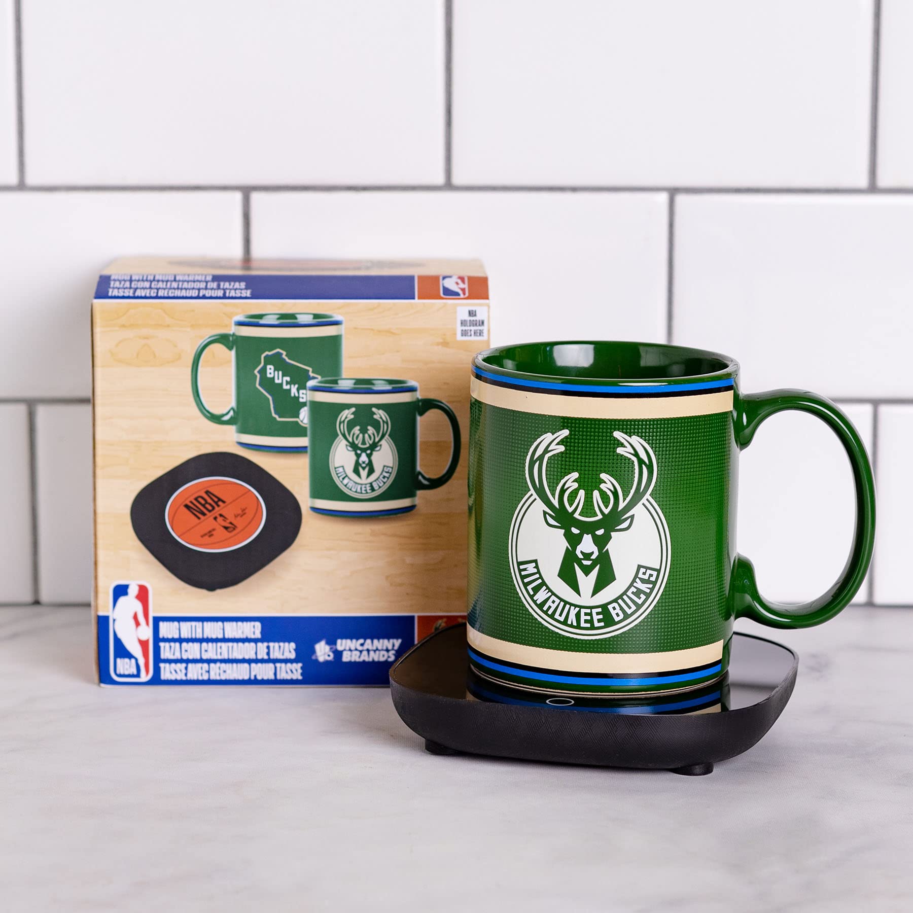 Uncanny Brands NBA Milwaukee Bucks Logo Mug Warmer with Mug – Keeps Your Favorite Beverage Warm - Auto Shut On/Off