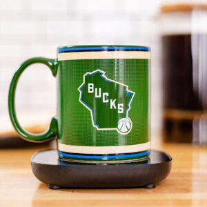 Uncanny Brands NBA Milwaukee Bucks Logo Mug Warmer with Mug – Keeps Your Favorite Beverage Warm - Auto Shut On/Off