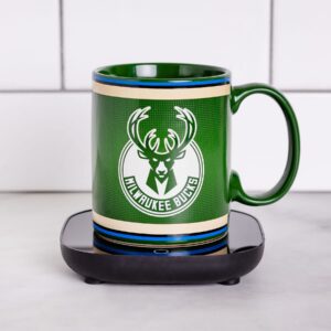 Uncanny Brands NBA Milwaukee Bucks Logo Mug Warmer with Mug – Keeps Your Favorite Beverage Warm - Auto Shut On/Off