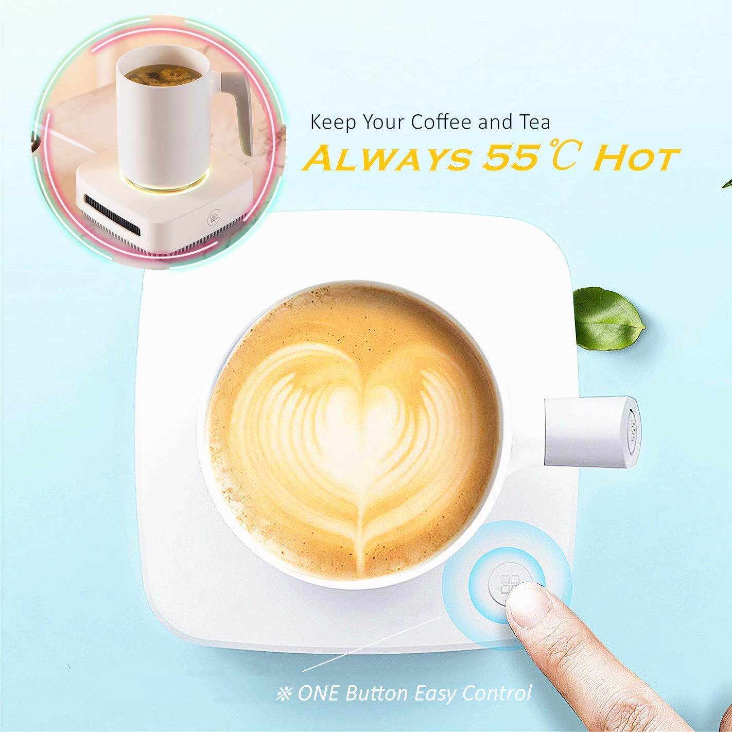 Fnoko Coffee Warmer Cup Cooler Desktop 2in1, Coffee Tea Drinks Mug Warmer or Cooler Desktop, 31℉ - 46℉ Heating and Cooling Beverage Plate For Water,Milk,Beer,Cocoa