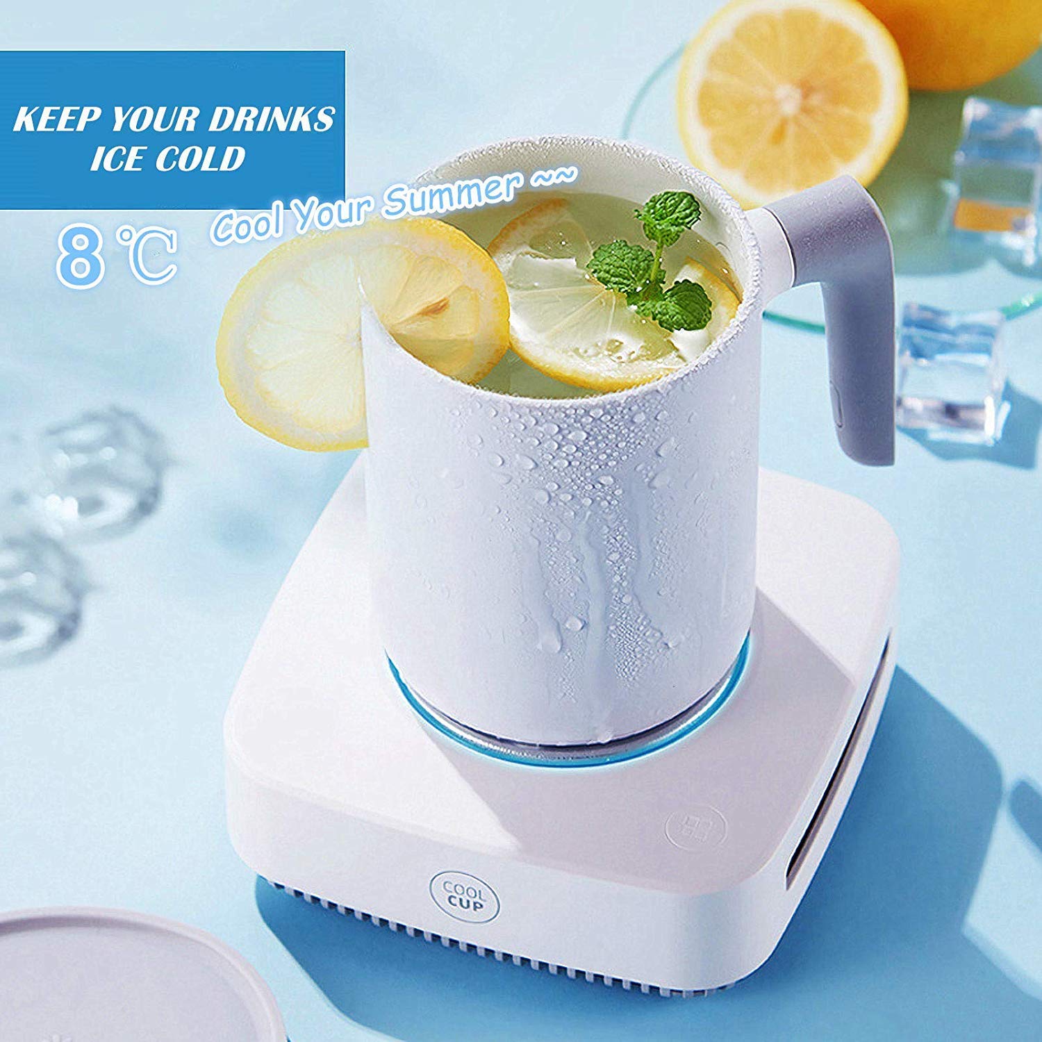 Fnoko Coffee Warmer Cup Cooler Desktop 2in1, Coffee Tea Drinks Mug Warmer or Cooler Desktop, 31℉ - 46℉ Heating and Cooling Beverage Plate For Water,Milk,Beer,Cocoa