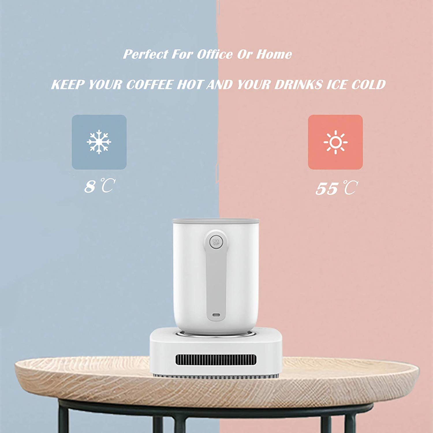 Fnoko Coffee Warmer Cup Cooler Desktop 2in1, Coffee Tea Drinks Mug Warmer or Cooler Desktop, 31℉ - 46℉ Heating and Cooling Beverage Plate For Water,Milk,Beer,Cocoa