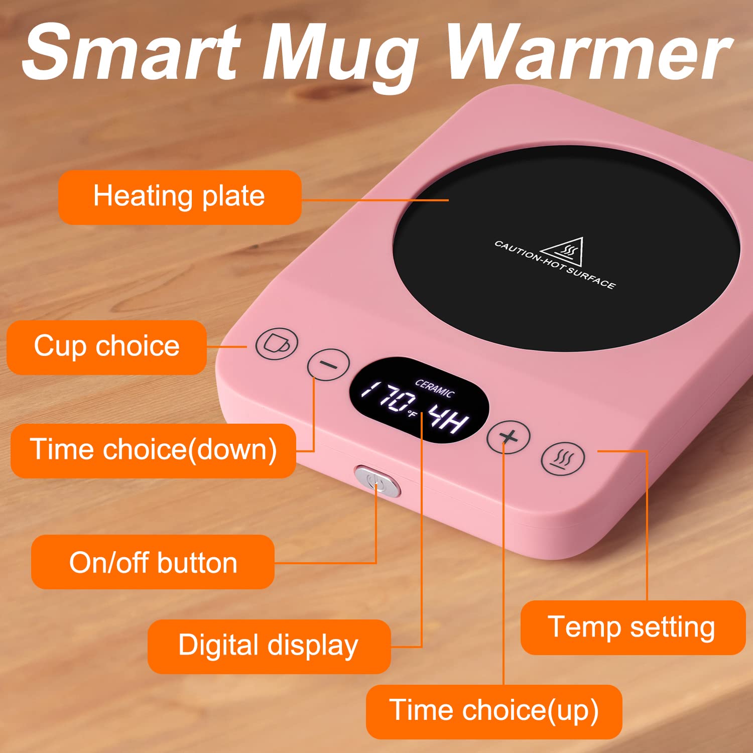 Coffee Mug Warmer & Cute Cat Mug Set, Electric Coffee Warmer for Desk with 9 Temp Setting (Up to 180℉/ 80℃), 1-9 Timer Smart Cup Warmer Plate for Beverage Milk Tea, Gravity Induction Auto ON/Off