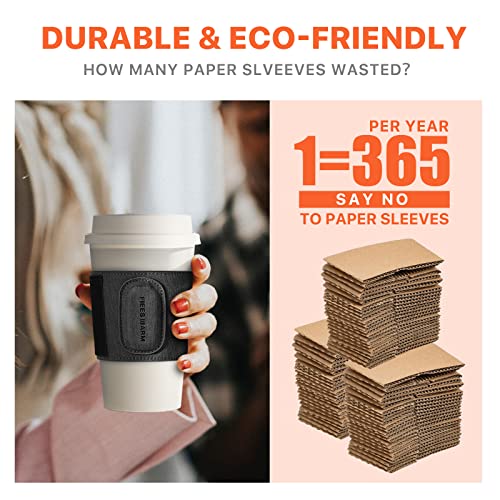 Coffee and Drinks Heated Sleeve Reusable Coffee Warmer with Portable USB Fast Charging Heats Cups, a Drink Holder with an Adjustable Sleeve, Type C USB Cable Included (Black)