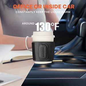 Coffee and Drinks Heated Sleeve Reusable Coffee Warmer with Portable USB Fast Charging Heats Cups, a Drink Holder with an Adjustable Sleeve, Type C USB Cable Included (Black)