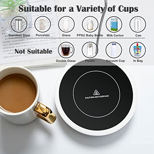 Mug Warmer for Coffee and Tea, Midgod Electric Beverage Warmers for Travel, Office Home Desk Use, Smart Thermostat Coaster Keep Coffee, Beverage, Milk, Tea and Hot Chocolate Warm (White)